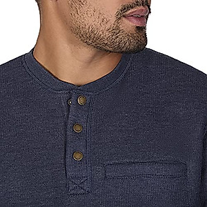 Coleman Long-Sleeve Sherpa Lined Waffle Henley Shirts for Men (Indigo Heather, Large)