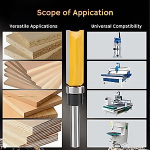 Router Bits Set 1/4 Shank, 4 Flush Trim Router Bits, 4 Pattern Flush Trim Router Bits, Router Bit with a Bearing Prevent Tearing, Wood Milling Cutter for Trimming 8PCS