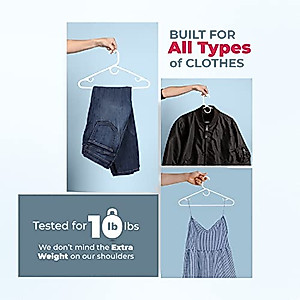 Neaties Heavy-Duty Plastic Hangers White (12, 24, 36 Packs) with Strap Hooks - Non-Slip Heavy-Duty Plastic Clothes Hangers with Accessory Hook for Suits, Coats, Dress, Shirts, or Belts (36 Pack)