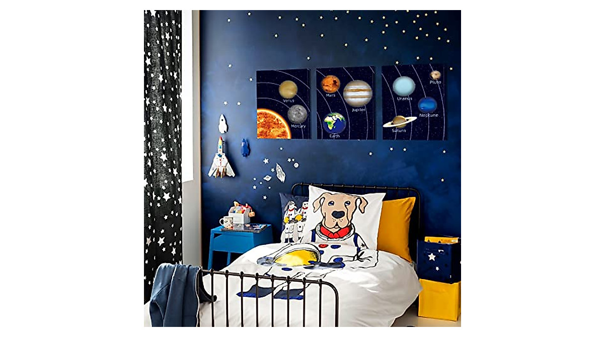 Kids Space Wall Art Set - Educational Space Decor for Kids Rooms