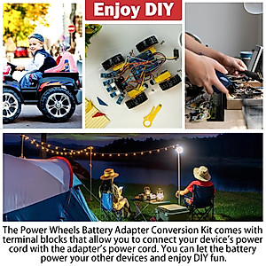 2 Pack Power Wheel Adapter for Craftsman 20V Lithium Battery Adapter Kit with Switch & Fuses & Wire Terminals, with 14 Gauge Wire,Power Convertor for DIY Ride On Truck,RC Toys,Robotics and Work Lights