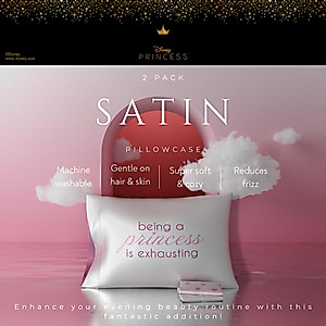 Disney Princess Sleeping Beauty Silky Satin Standard 2 Pack Pillowcase Cover Set 20x30 for Hair and Skin, (Officially Licensed Product) by Franco Collectibles