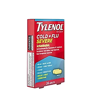 Tylenol Cold + Flu Severe Medicine Caplets for Fever, Pain, Cough & Congestion, 24 ct.
