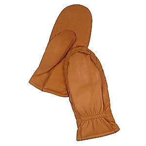 Harssidanzar Womens Lambskin Leather Outdoor Mittens Gloves Thermolite Lined GL007,Tan, XXL