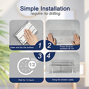 ORD OF SP Shower Caddy Adhesive Replacement, 4 Pack Strong Adhesive Shower Hooks, Water-proof Shower Adhesive Strips, No Drilling for Corner Shelf Basket, Bathroom Storage Shelves and Kitchen Racks