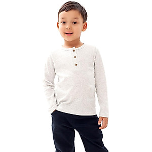 Enfants Chéris Toddler Long Sleeve Henley Boys Girls Ribbed Shirt Light Grey 3T