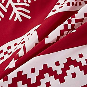 LAMEJOR Christmas Duvet Cover Set King Size Snowflake Pattern Holiday Bedding Set Comforter Cover(1 Duvet Cover+2 Pillowcases) Red