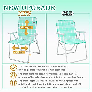 #WEJOY XL Oversized Aluminium Camping Chair Foldable Portable Webbed Lawn Chairs Lightweight Beach Chairs Webbing Beach Chair Off Ground, Outdoor Folding Chair for Concerts, Sports, Painting, Travel