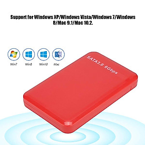 2.5inch USB3.0 SATA3.0 6Gbps Mobile Hard Disk Box Supports 3TB UASP Acceleration(红色)