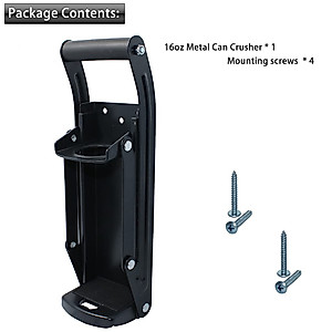 laffeya Can Crusher 16oz, Can Crusher with Can Opener, Aluminum Can Crushers, Can Crusher Wall Mounted Soda Beer Smasher Recycling Tool (16 oz, Black)