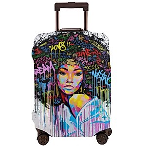 NELife Travel Suitcase Protector African American Girl Elastic Protective Washable Luggage Cover With Concealed Zipper Suitable For 18-32 Inch -M(A little large)