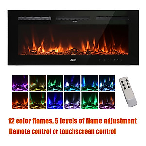 Clihome 72in Electric Fireplace Fire Places Electric Fireplace Inserts Electric Fireplace Heater Fireplace Decor Fireplace Heater with Timer, Remote Control, Adjustable Flame Color 750/1500W