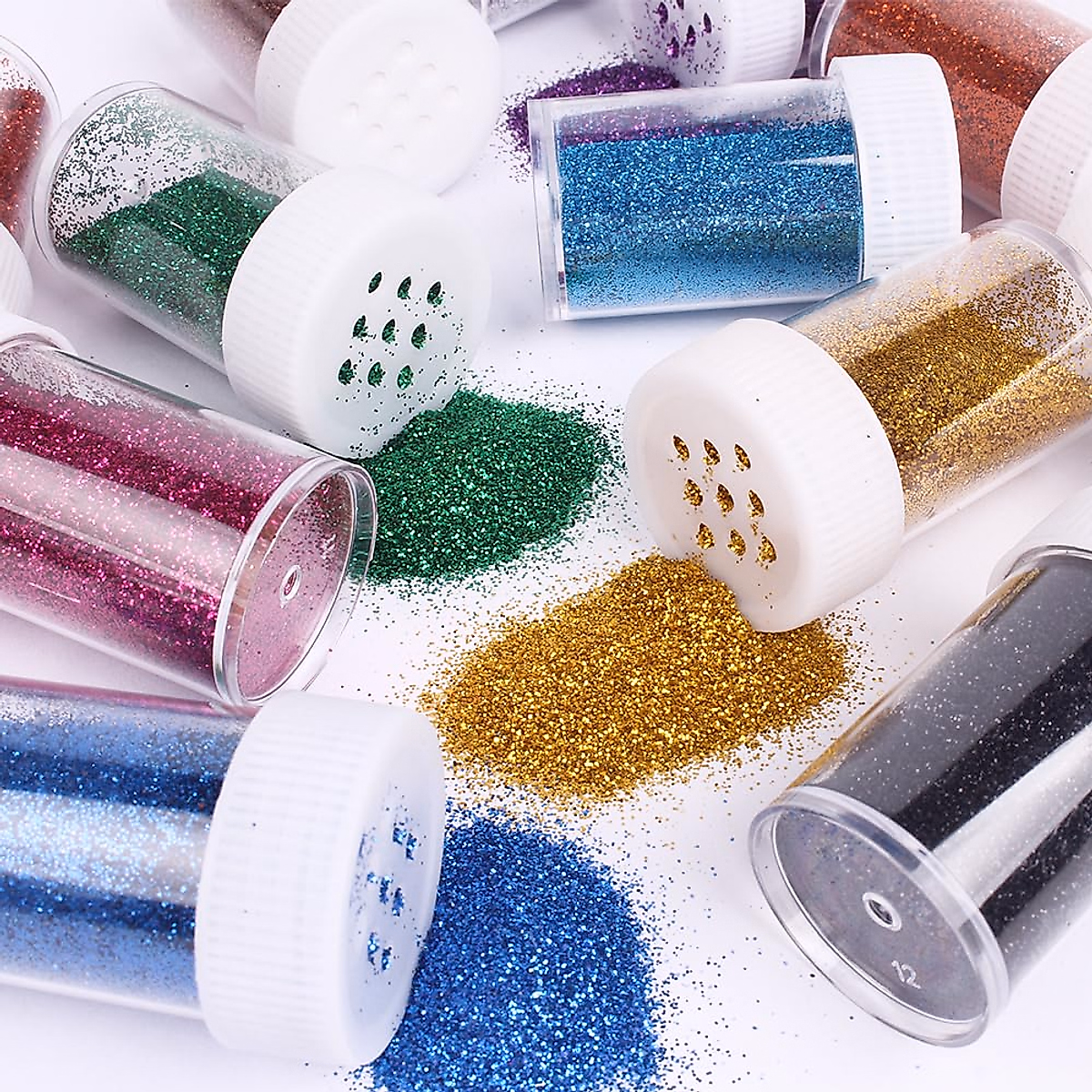 18g/Bottle, 20 Pack Shake Jar Fine Glitter,Assorted Extra Fine Glitter Powder for Nail Art DIY Craft Tumbler Epoxy Resin Jewelry Making Christmas Ornament Decotation
