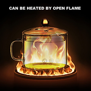 DOITOOL Glass Saucepan with Cover, Clear for Cooking on Stove, Glass Cooking Saucepan with Side Handle for Pasta Noodle, Soup, Milk, Tea (15x13x16cm)