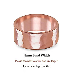 IVY & BAUBLE Uncoated Hammered Solid Copper Ring Band for Men & Women | Made In USA | 8mm |Size 12