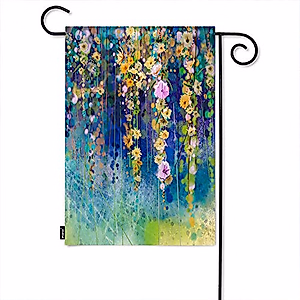 Moslion Floral Garden Flag Watercolor Ivy Flower Spring Flower in Nature Tree Park Flags Double-Sided Banner Welcome Yard Flag Outdoor Home Decor. Lawn Villa 12x18 Inch Green