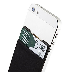 Sinjimoru Card Holder for Back of Phone, Stick on Wallet functioning as Credit Card Holder, Phone Wallet and iPhone Card Holder / Card Wallet for Cell Phone. Sinji Pouch Basic 2, Black
