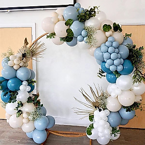 Dusty Blue Balloon Garland, Slate Blue Dusty Blue Pastel Blue Sand White Balloons Arch Kit for Boy Baby Shower Decorations Birthday Party Supplies