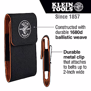 Klein Tools 55474 Phone Holder, XX-Large, Fits iPhone, Google, LG, Samsung Phones, With Magnetic Closure and Belt Clip