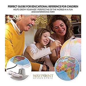 Waypoint Geographic Parlamondo Interactive Talking Globe, 12" Diameter Illuminated Globe, Smart World Globe with Games, Rechargeable Talking Pen, USB Cord and Power Plug Included,Blue