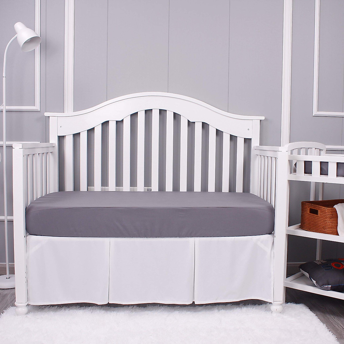 Belsden 3 Pack Soft Waterproof Crib Sheets, Wipeable Machine Washable Crib and Toddler Mattress Pad Cover, Fitted Microfiber Baby Sheets Set, 28’’x 52’’, Light Grey & Dark Grey & Apricot