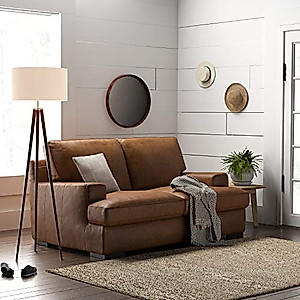Amazon Brand - Stone & Beam Lauren Genuine Leather Down Filled Oversized Loveseat Sofa, 74"W, Cognac