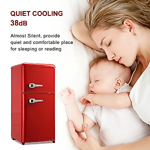 Fridge with Freezer Mini Retro Red 3.5 Cu.ft Compact Refrigerator Small for Bedroom, Office, Dorm, RV, Apartment with Adjustable Mechanical Thermostat 2-Door Design Red