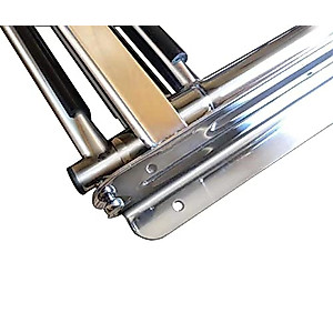 Mojiate Stainless Steel 3 Step Telescoping Folding Boat Boarding Ladder with Press-Type Spring ，for Boat Yacht Swimming Pool，Rated to 400 Pounds