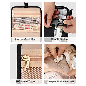 Relavel Travel Toiletry Bag for women with Detachable TSA Approved Toiletry Bag, Compact Hanging toiletry bag with Small Carry On 3-1-1 Clear Waterproof Travel Bags for Toiletries (M Black, A Small)