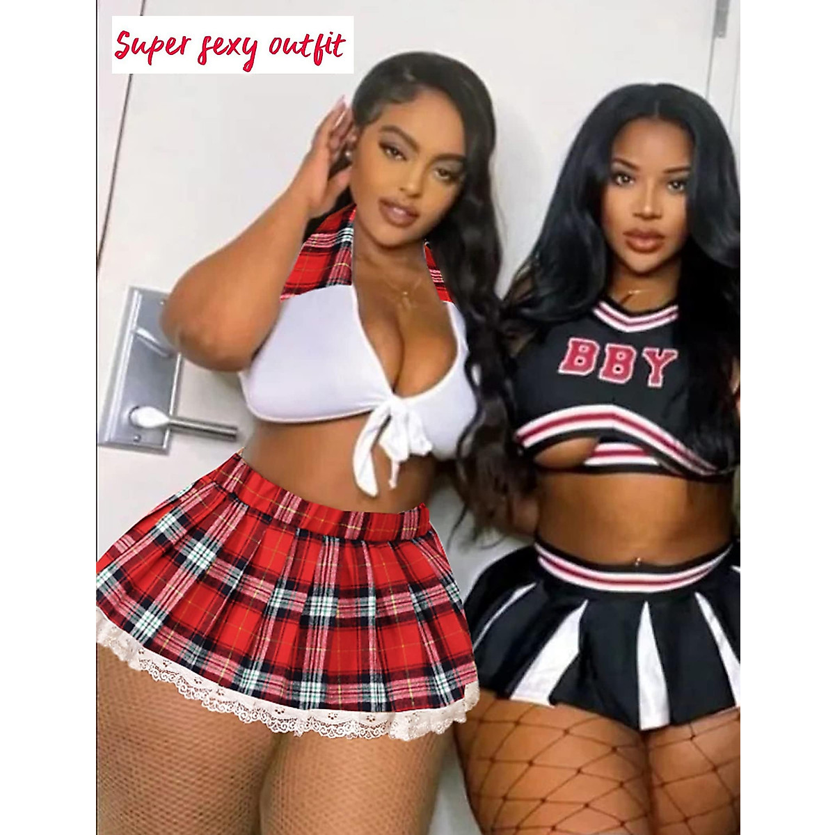 Avidlove School Girl Costume for Women Sexy School Girl Outfit Lingerie Role Playing Lingerie Set with Top and Mini Skirt(White,S)