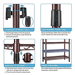 VIPEK V5i Garment Rack Heavy Duty Clothes Rack, Portable Closet Wardrobe Bedroom Armoires Freestanding Clothing Rack with 8 Adjustable Shelves & 4 Hang Rods, 68.9" L x 15.7" W x 76.4" H, Bronze