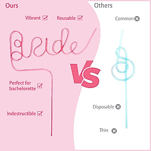 19Pcs Bride Straws - Bachelorette Party Favors Bridal Shower Gifts for Bride to Be Drinking Straws, 1 Large Bride and 18 Small Straw Bachelorette Decoration Party Supplies