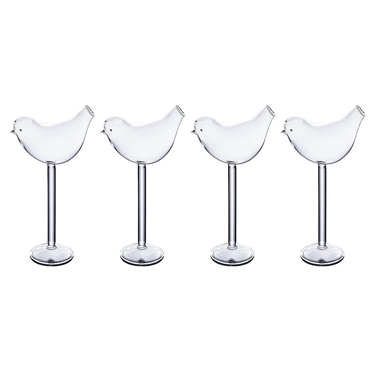 Hemoton 4Pcs Cocktail Glass, 5 OZ Clear Wine Glasses, Bird Glasses Drinking Bird Shaped Cocktail Wine Glass, Unique Champagne Coupe Glass Martini Goblet Cups, for Christmas and New Year Decor