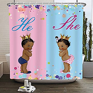 NTETSN 4 PCS African American Kids Shower Curtain Set 4 Pieces Children Baby Bathing Shower Curtains with Bath Rugs Non-Slip Soft Toilet Lid Cover for Bathroom Decor SETYYNT5