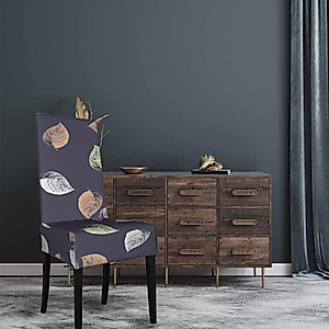 Numland 1 Pack Delightful Garden Leaves Dining Room Chair Covers Colorful Fall Autumn Leaf Short Stretchable Polyester Removable Washable for home Restaurant Banquet