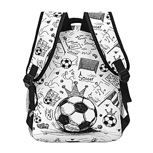 RUVNSR Soccer Backpack 16 Inch Football School Backpacks 3D Print Lightweight Ball Bookbag Casual Sport Daypack Travel Bag for Kids Girls Boys Men Gifts