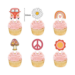 Groovy Hippie Retro Boho Daisy Birthday Party Decorations for Girls Boys Women Kids Happy Birthday Banner Rainbow Mushroom Sun Peace Car Hanging Swirl Balloons Cake Party Table Decorations Supplies