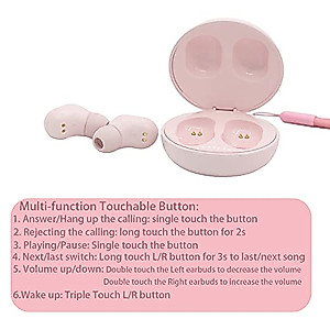 Masterbond Portable Wireless Earbuds Pink,Invisible in Ear Cordless Earpiece with Charging Case,Kids Ear Pods Wireless Earbuds for Girls Teens Bluet00th 5.1 Long Playtime Cute Design(Pink)