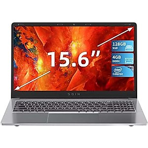 SGIN 15.6 Inch Laptop, 4GB DDR4 RAM 128GB SSD Laptops Computer, Notebook with Intel Celeron Processor, Intel UHD Graphics, USB3.0, Mini HDMI, WiFi, Bluetooth 4.2, Webcam