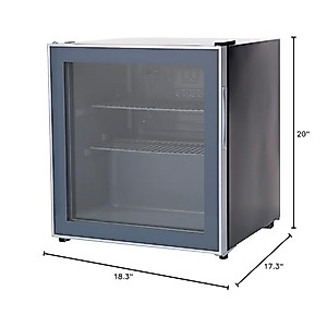 Avanti ARBC17T2PG 1.6 Cubic Foot Beverage Cooler Refrigerator, 20" x 18.3" x 17.3", Black