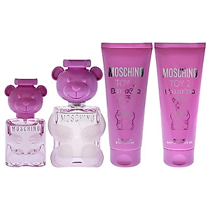 Moschino Moschino Toy 2 Bubble Gum Women 3.4oz EDT Spray, 0.17oz EDT Spray, 3.4oz Body Lotion, 3.4oz Bath and Shower Gel 4 Pc Gift Set