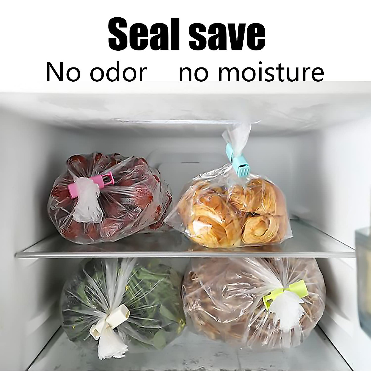 Bag Clips for Food Storage, Bread Bag Clips, Food Bag Clips for Bread, Nuts, Dried Fruit, Frozen Foods Bag Cinch Non-Slip Grip, Easy Squeeze & Lock, 12 Pack (Multi-Color)