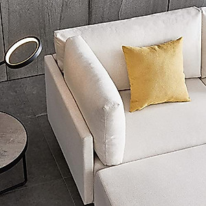 Fomgeely Modern Linen Sectional Sofa, L-Shaped Couch with Chaise, Convertible Sofa Couch, Wide Armrest, Small for Space Apartment, Beige (ORW247S00162-10082-2033128931)