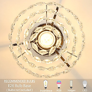 Luupyia Mini Crystal Chandelier Ceiling Light Small, Modern Crystal Ceiling Light for Hallway Ceiling Light Fixtures Flush Mount Silver Crystal Chandelier for Bedroom Hall Living Room Hallway