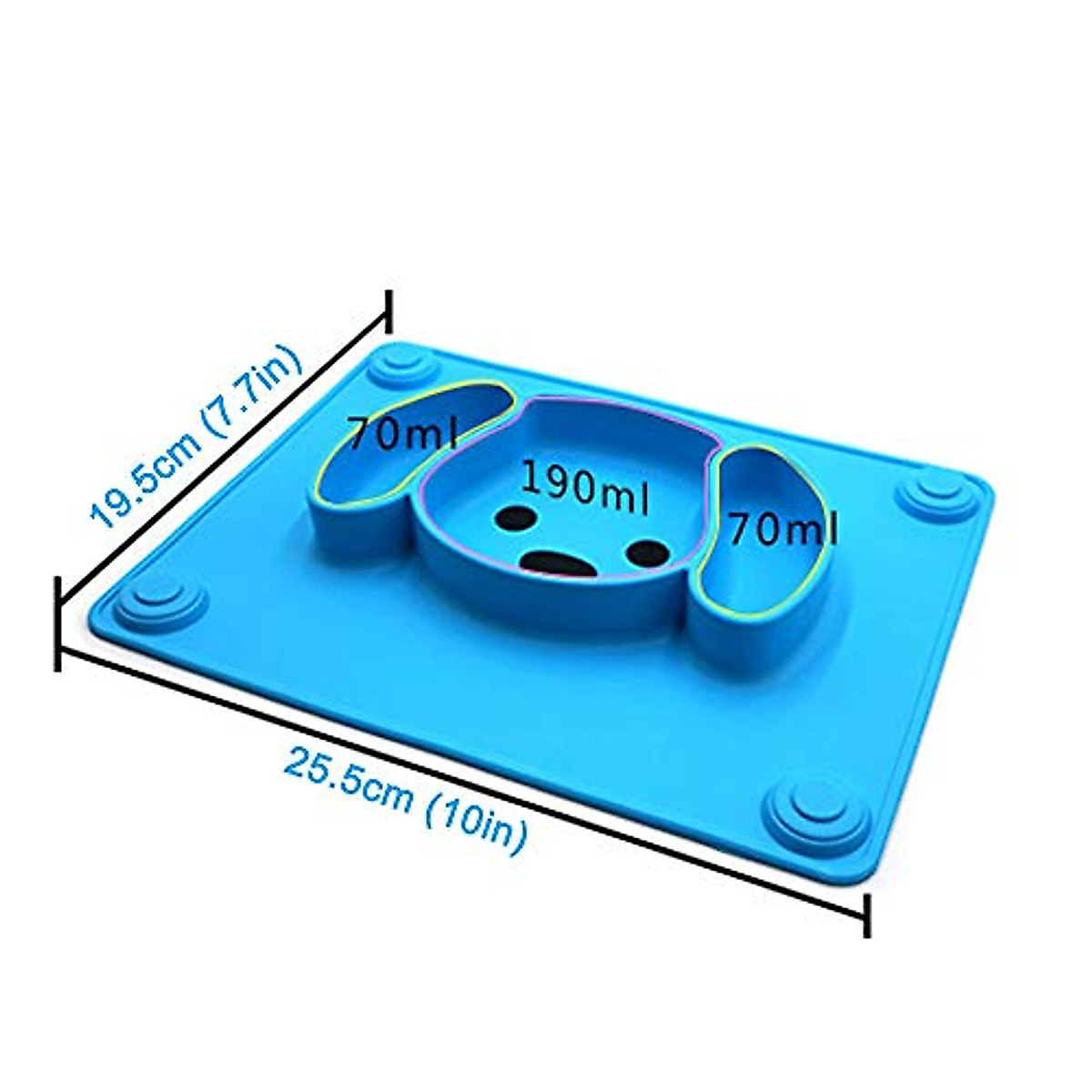 LongDear Baby Silicone Suction Placemat + Plates - Food Feeding Divided Mat for Kids and Toddlers Fits Most Highchair Trays - Dishwasher and Microwave Safe 2 Pack (Blue & Green)