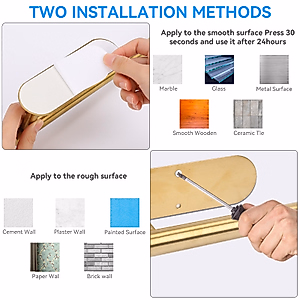 Gold Kitchen Paper Towels Holder Wall Mount Stainless Steel Paper Towel Holders Adhesive Under Cabinet Paper Towel Roll Rack for Kitchen, Bathroom