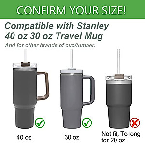 CteaTs Glass Replacement Straws Compatible with Stanley 40 oz 30 oz Cup Tumbler - 6 Pack Reusable Stanley Straws with 2 Cleaning Brushes Clear Long Straws for Stanley Cup Accesspries