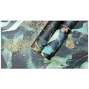 HAOKHOME 93208 Boho Peel and Stick Wallpaper Leaves Branch Removable Black/Green/Matte Gold Vinyl Self Adhesive Mural for Bedroom 17.7in x 9.8ft