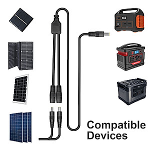 RIIEYOCA DC 8mm Y Branch Parallel Adapter Cable, 3.2FT 14AWG DC8mm 1 Male to 2 Female Solar Panel Power Cable,with DC7909 Male Female Converter,for Portable Power Station Solar Panel(1m/3ft)
