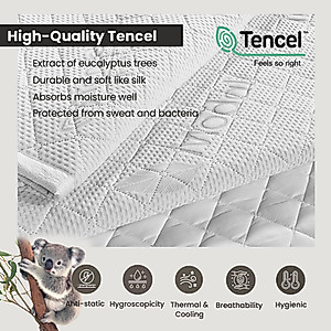 ILWOUL Heated Mattress Pad, Machine Washable, Auto 15 Hours Shut Off, 5 Heating Setting, Radiation Blocking, Tencel Material, Bed Warmer with Single Controller, UL Listed (Single)